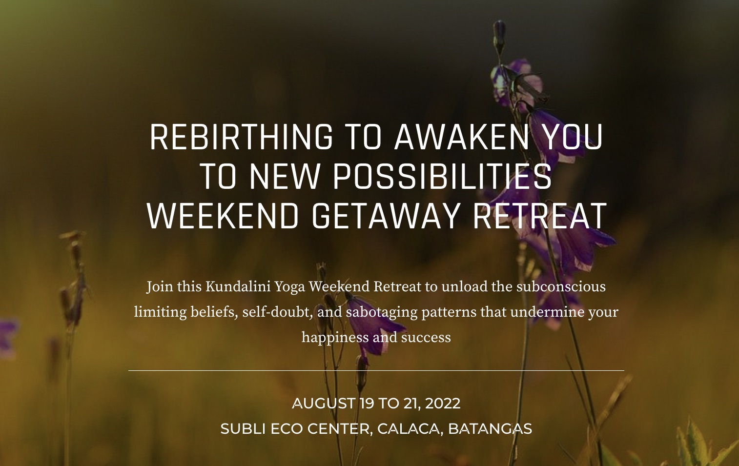 Rebirthing Kundalini Yoga Weekend Getaway Retreat | Kundalini Yoga Manila